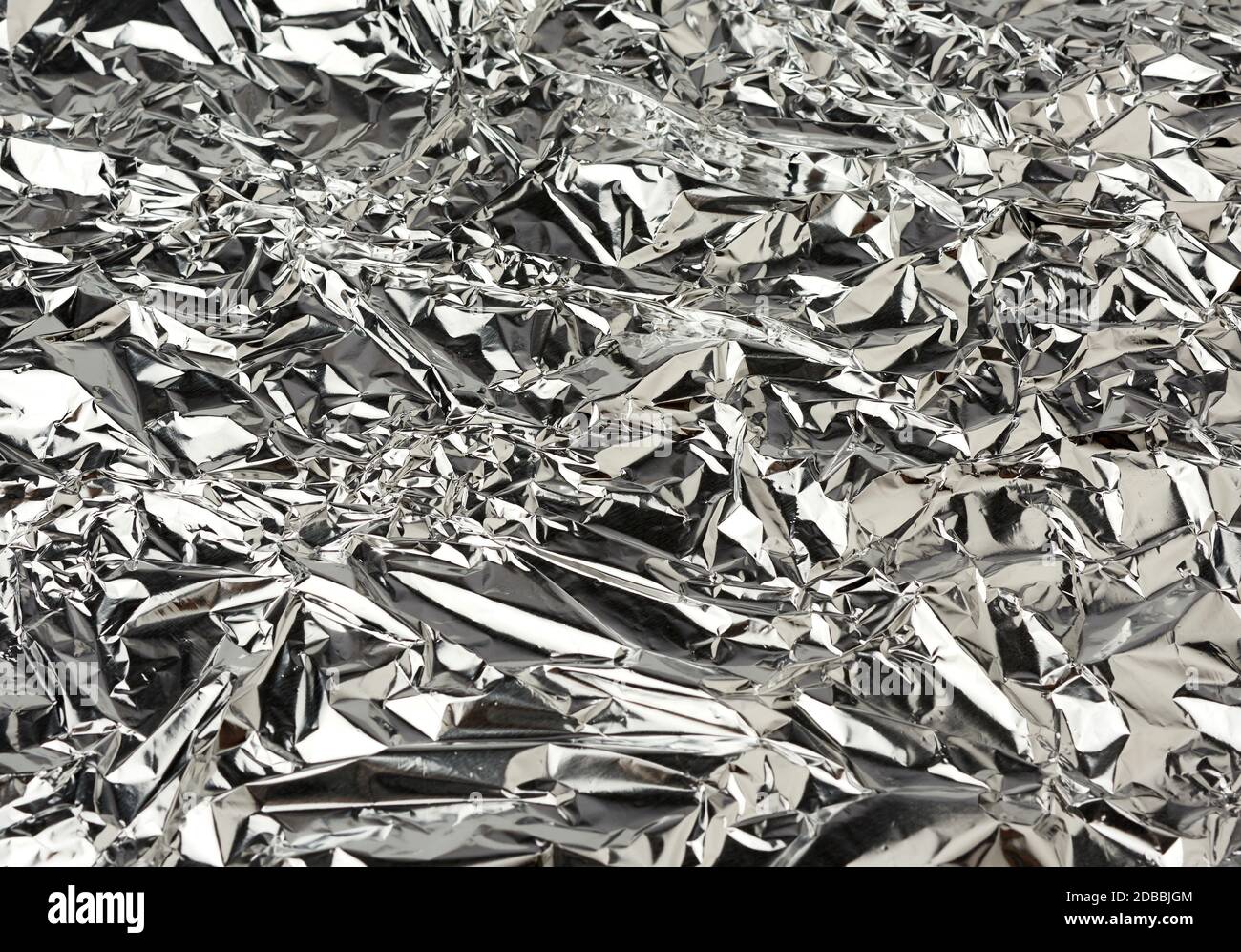 texture of shiny crumpled piece of gray foil, packaging material for ...