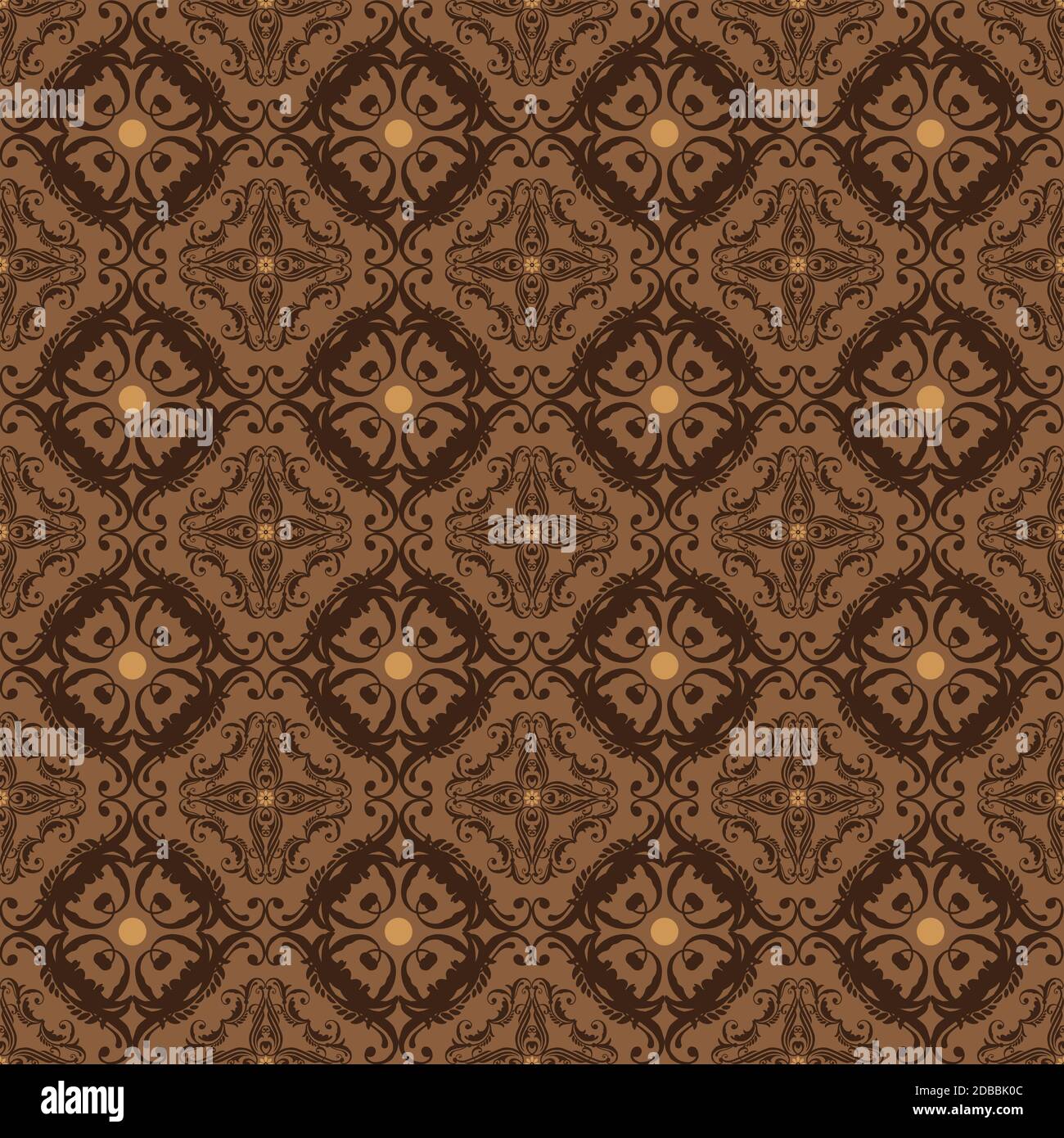 Vintage patterns design on Pekalongan batik with modern dark brown ...
