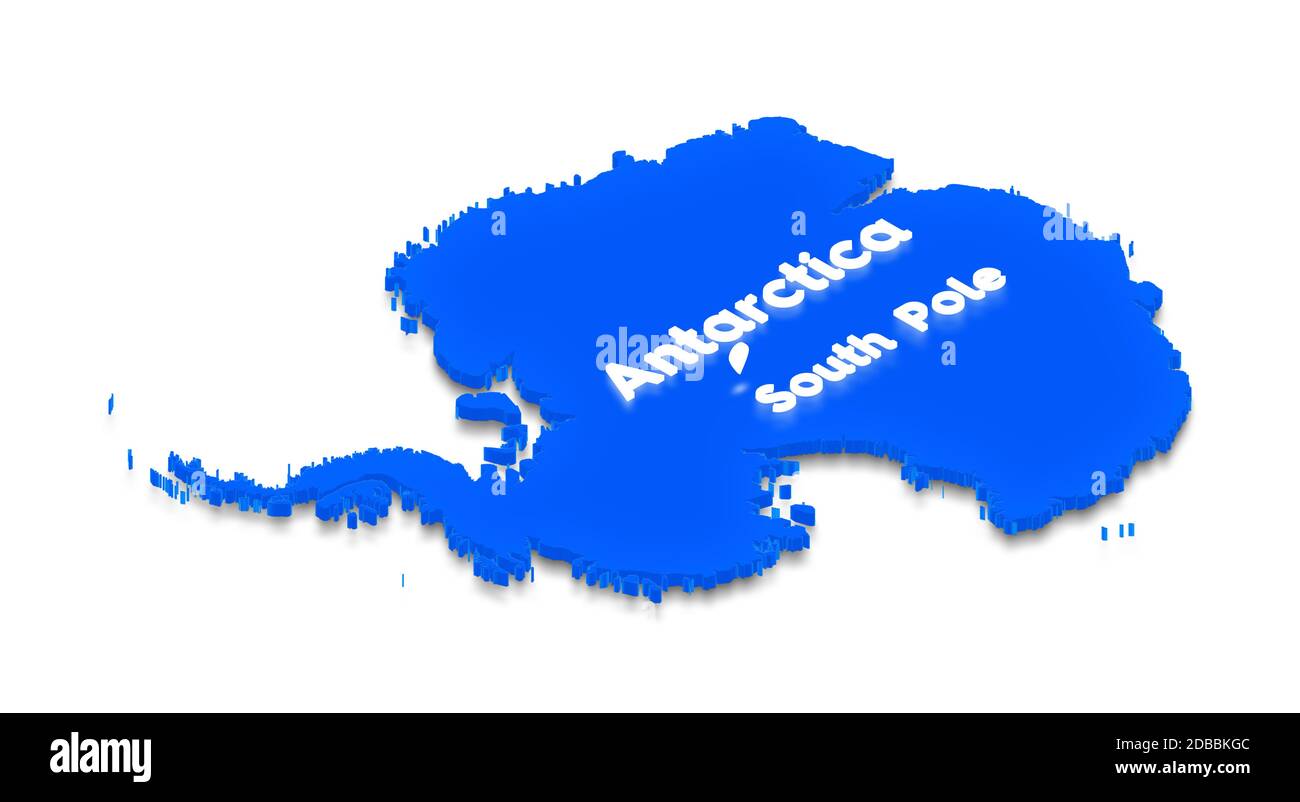 Illustration of a blue ground map of Antarctica on white isolated ...