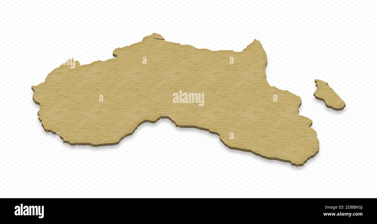 Illustration of a sand ground map of Africa on grid background. Right ...