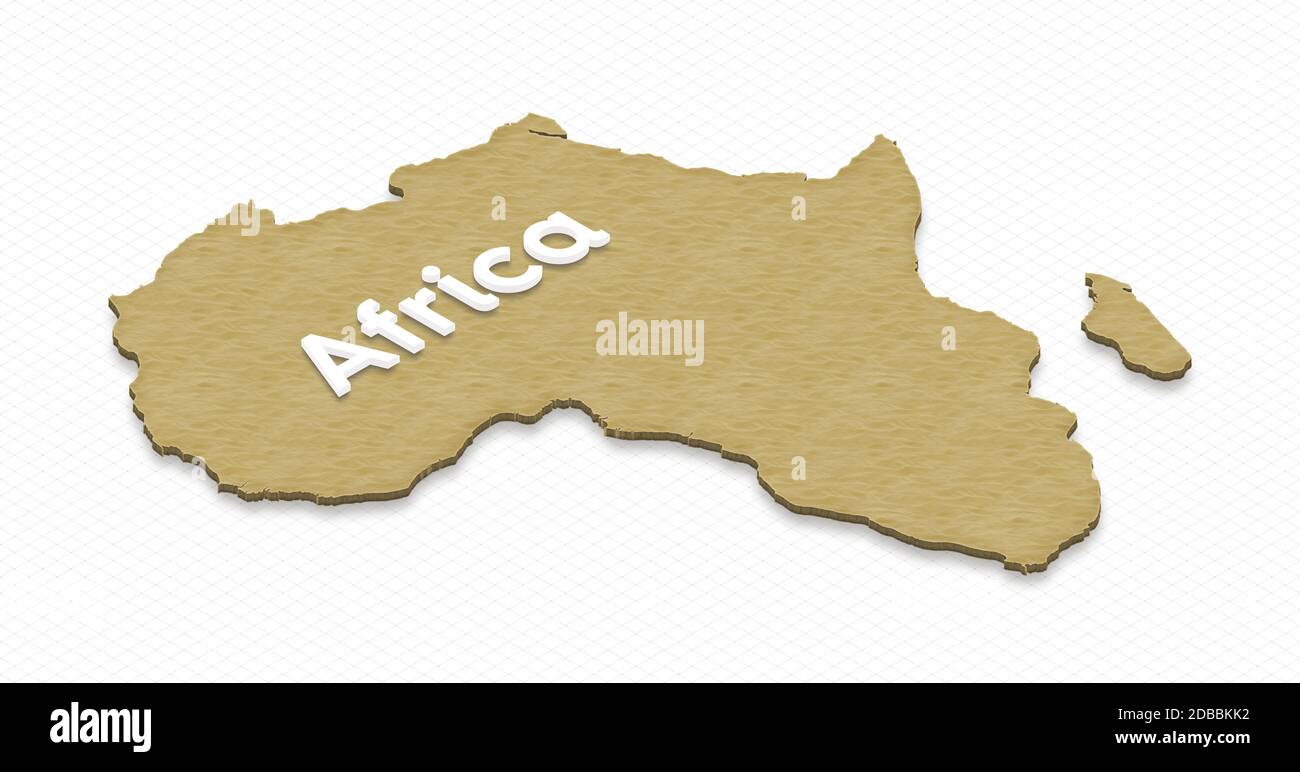 Illustration of a sand ground map of Africa on grid background. Right ...