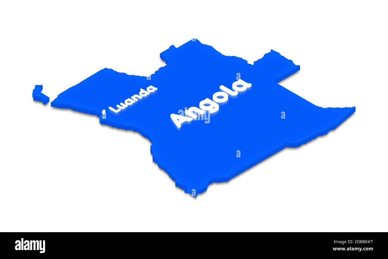 Illustration of a blue ground map of Angola on white isolated ...