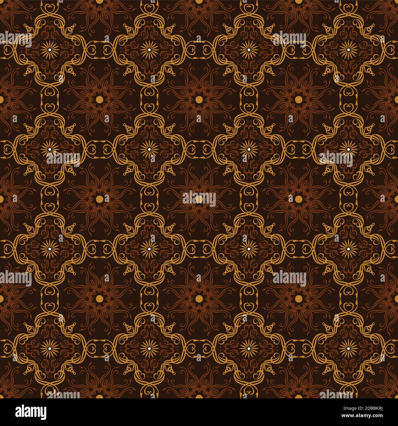 Beautiful flower motifs on Indonesia batik with good golden and brown ...