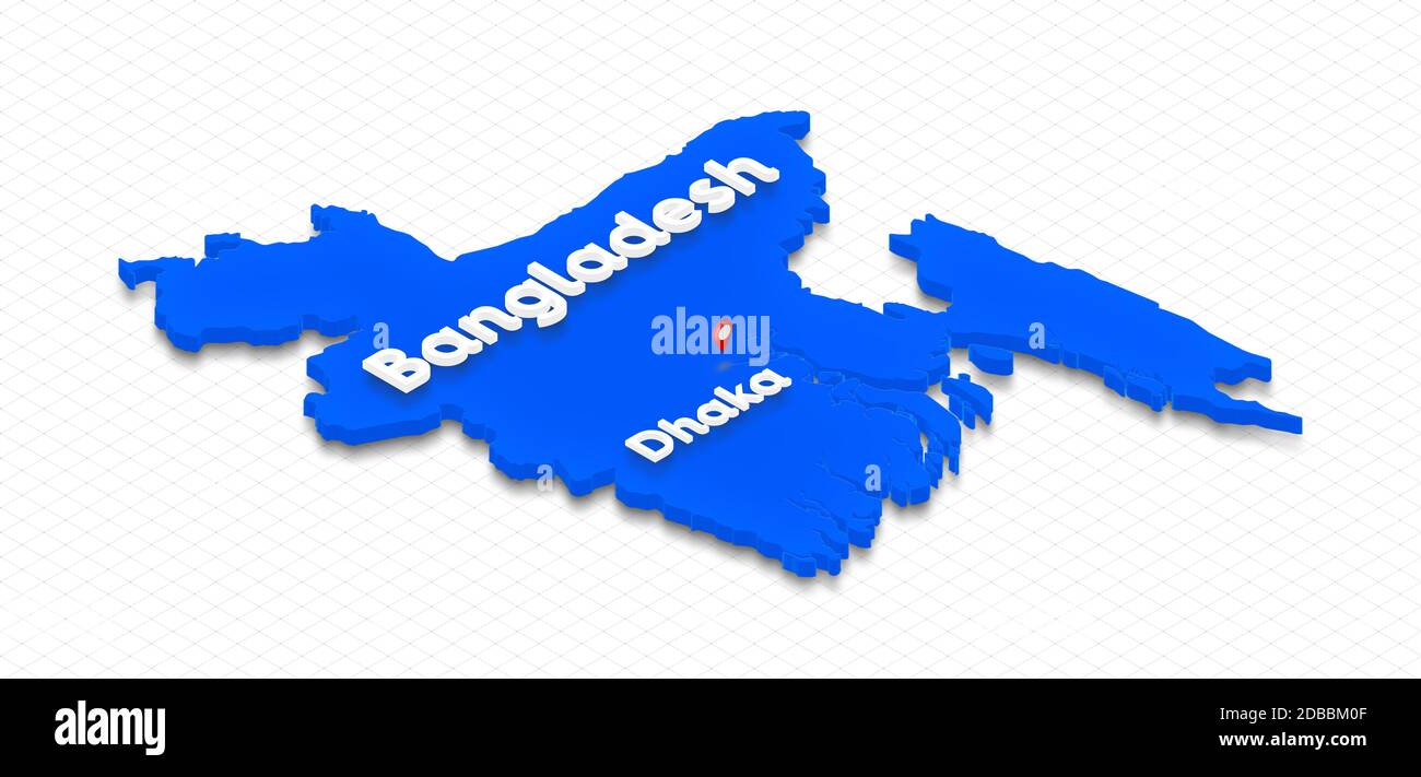 Illustration of a blue ground map of Bangladesh on grid background ...