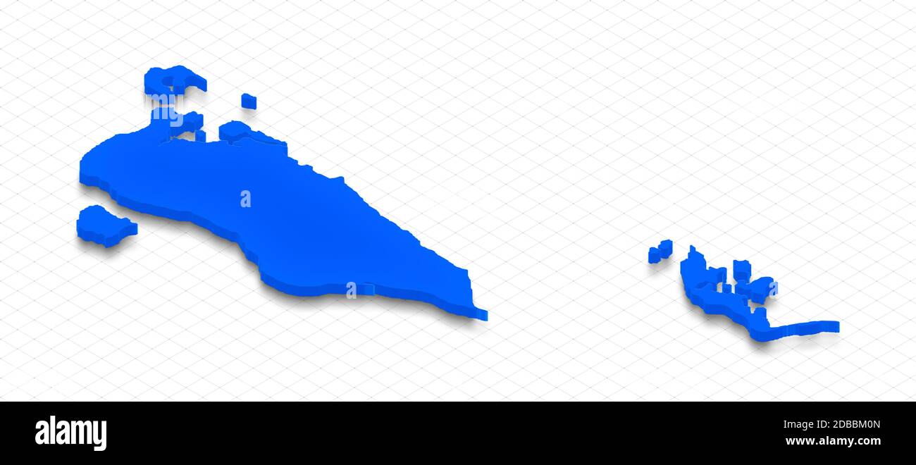Illustration of a blue ground map of Bahrain on grid background. Right ...