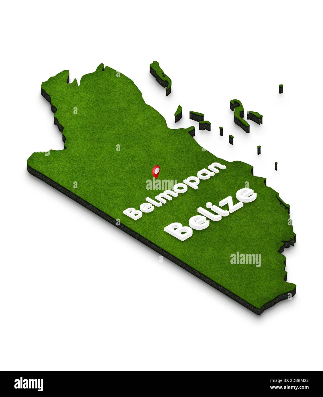 Illustration of a green ground map of Belize on white isolated ...