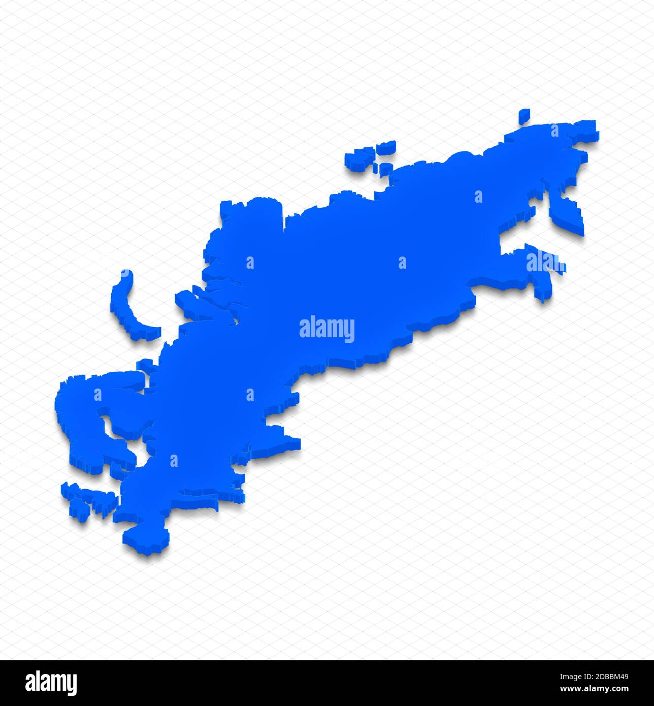 Illustration of a blue ground map of Europe on grid background. Right ...
