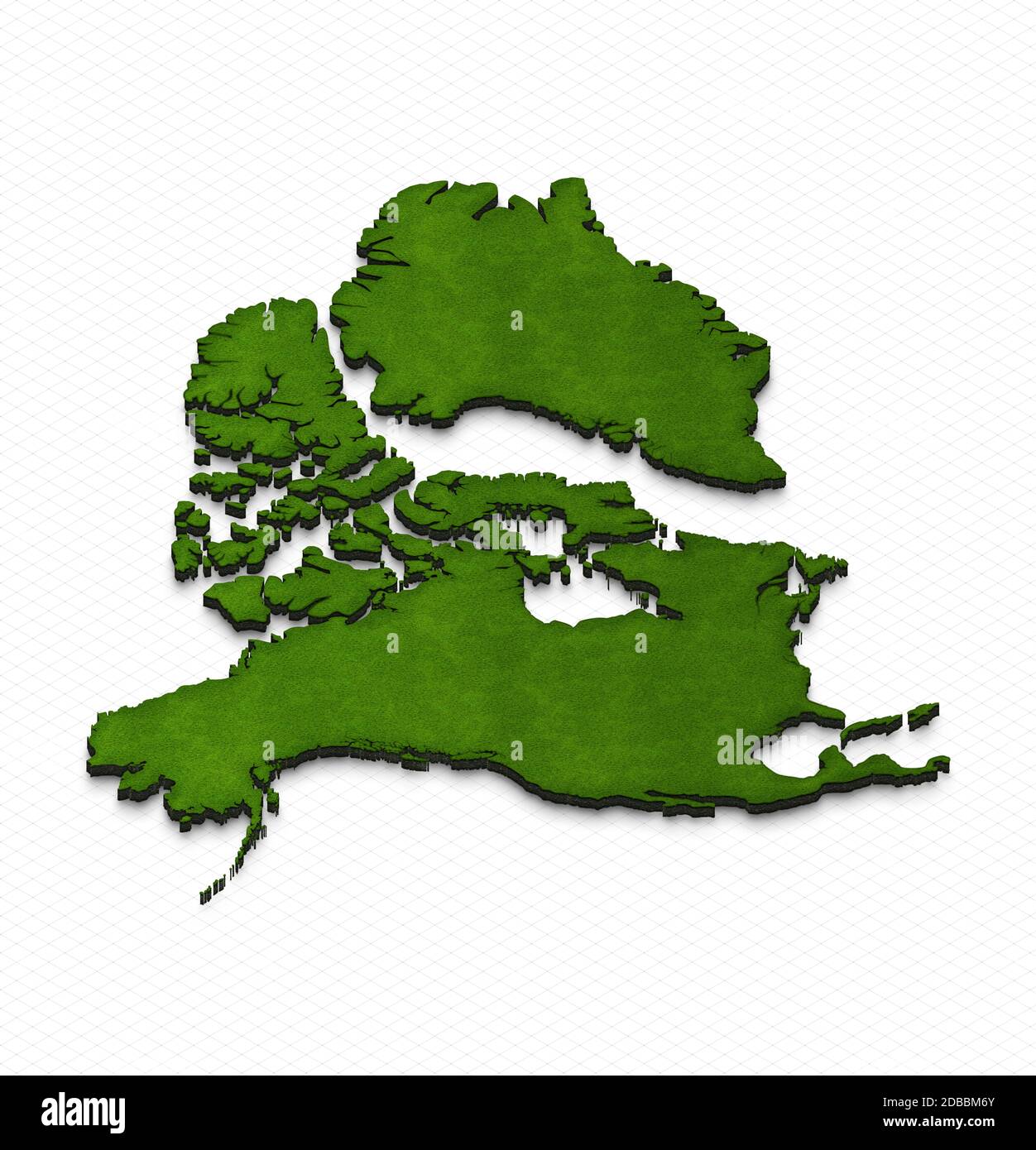 Illustration of a green ground map of North America on grid background ...