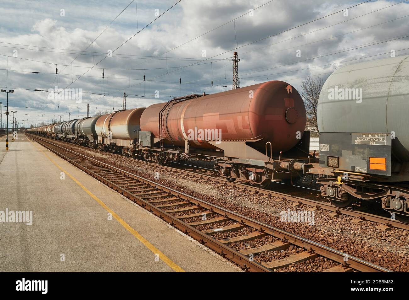 Freight train silo wagon detail Stock Photo - Alamy