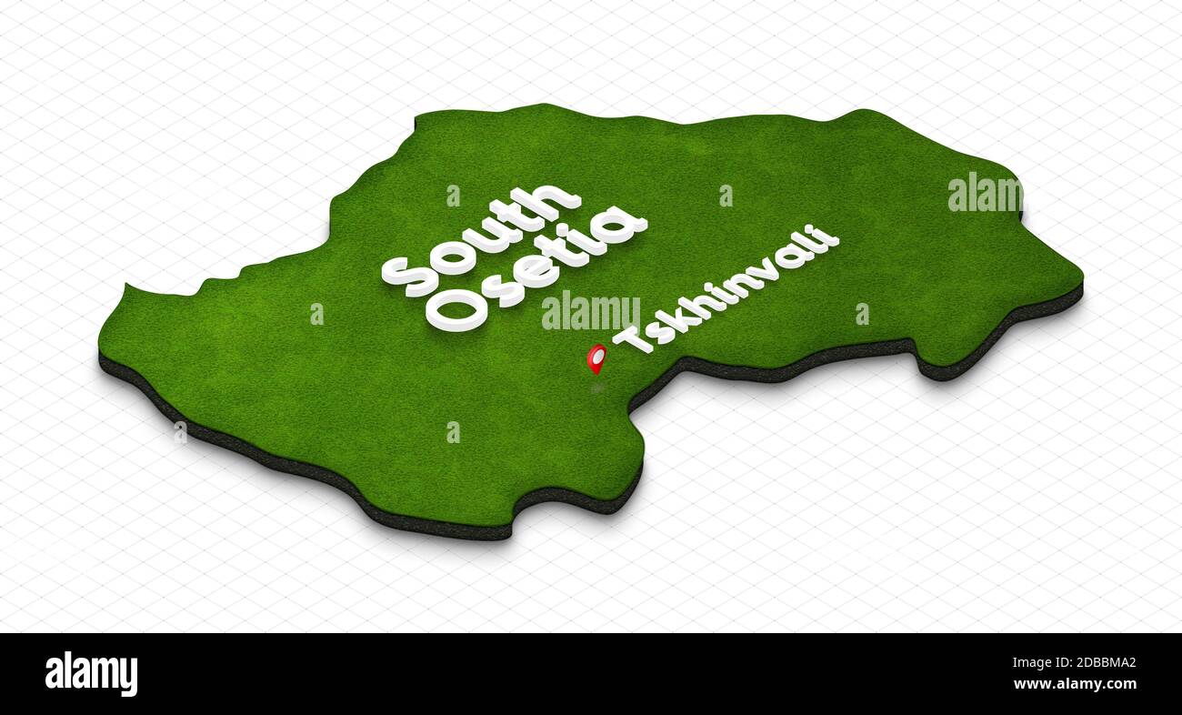 Illustration of a green ground map of South Osetia on grid background ...