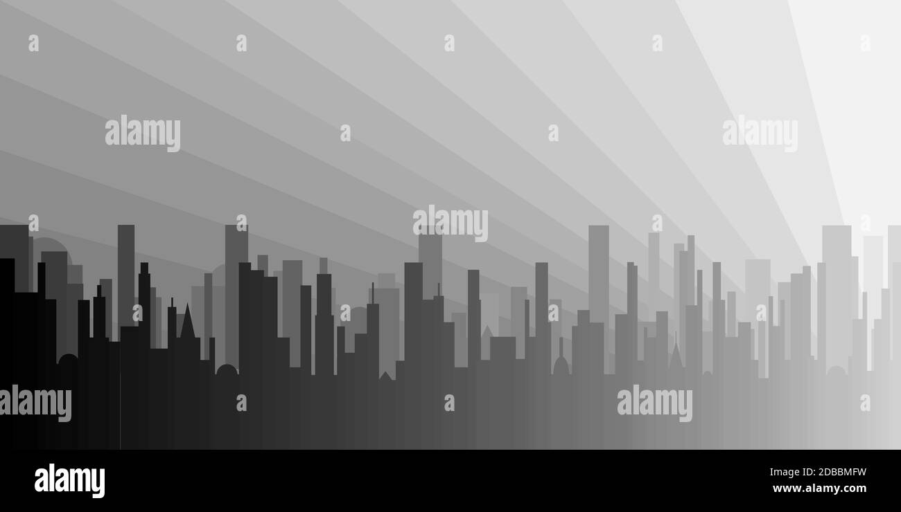 A grey cityscape shown in grey and silhouette Stock Photo - Alamy