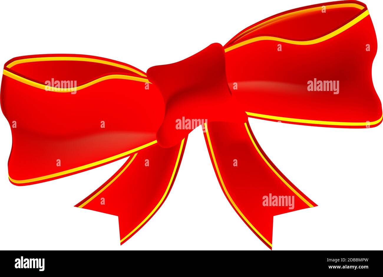 A brightly colored red and yellow ribbon bow isolated on white Stock ...