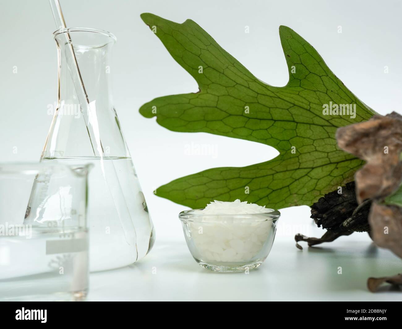 Cosmetic chemicals ingredient on white laboratory table ...