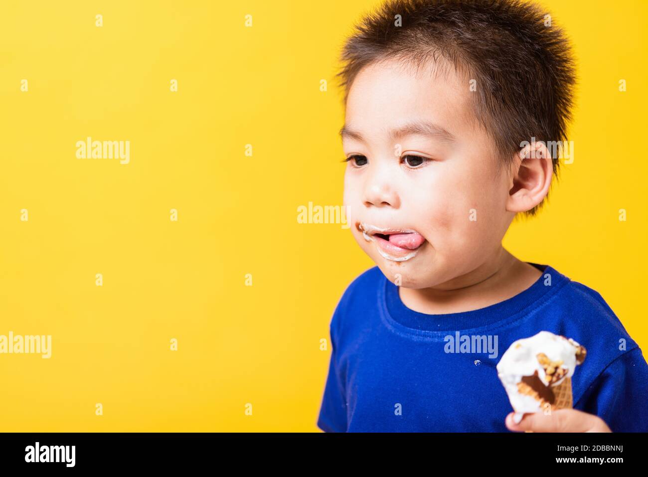 Happy portrait Asian child or kid cute little boy attractive laugh ...