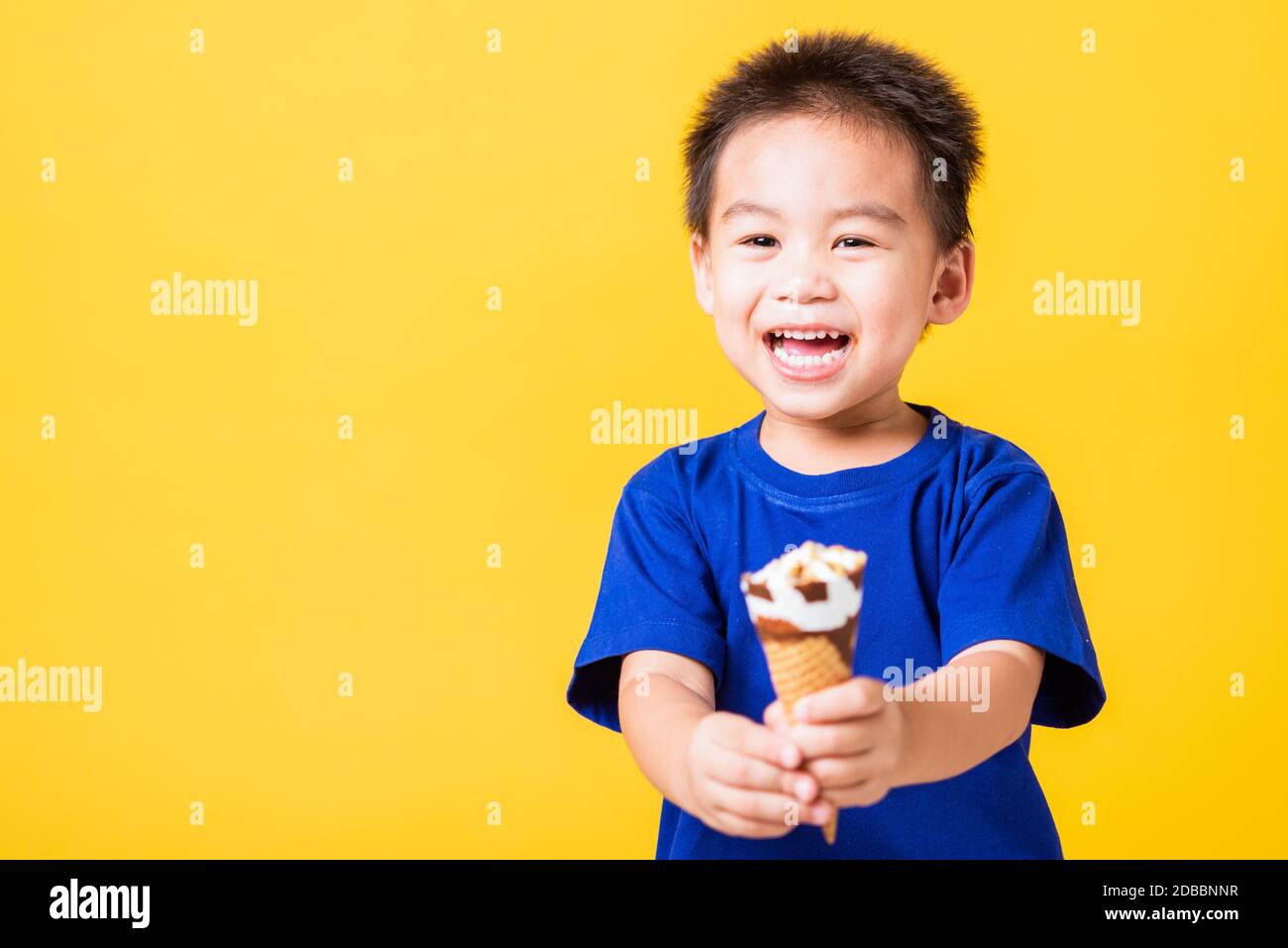 Happy portrait Asian child or kid cute little boy attractive laugh ...