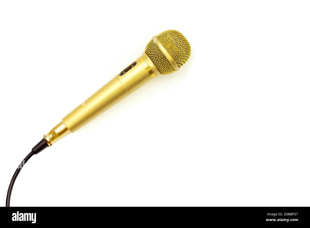 Microphone Gold on isolated white. Entertainment and sound concept ...