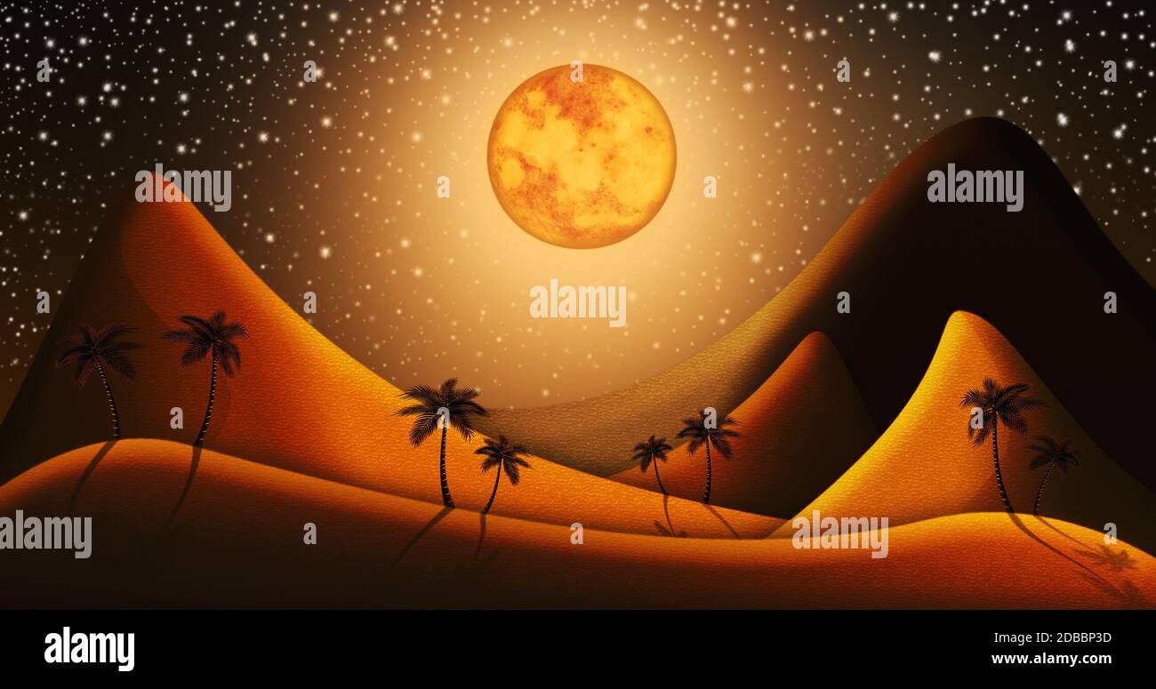 Christmas Nativity Scene Of Judaean Desert in the Night With Starry ...