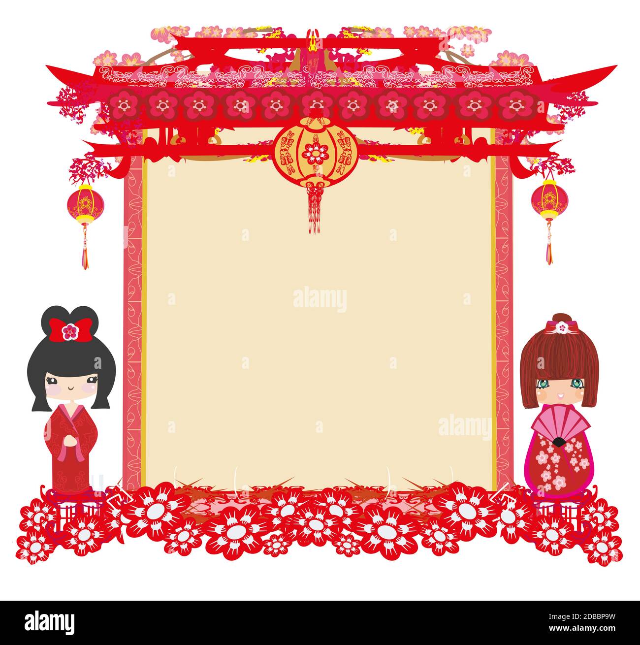 Kokeshi doll card Stock Photo - Alamy