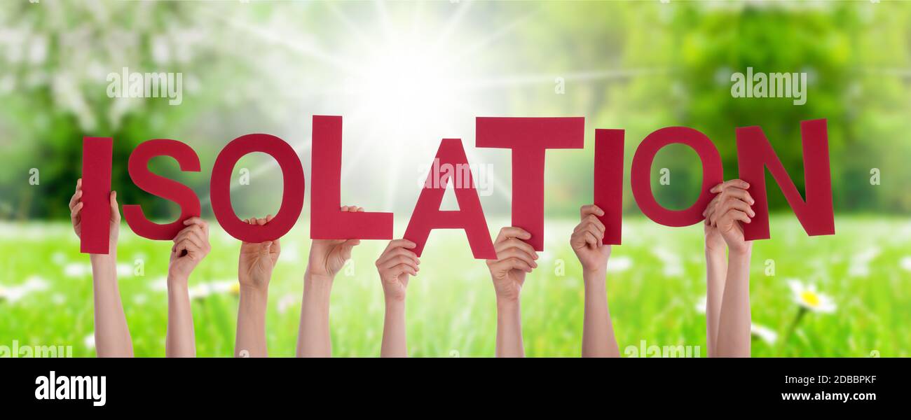 People Hands Holding Colorful English Word Isolation. Sunny Green Grass ...