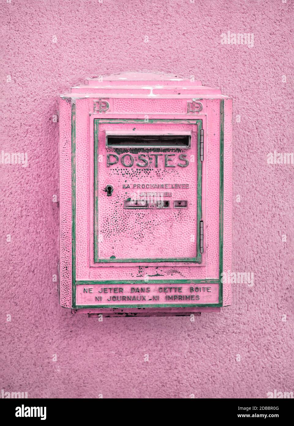 Vintage mail box in Provence, South of France in pastel pink with ...