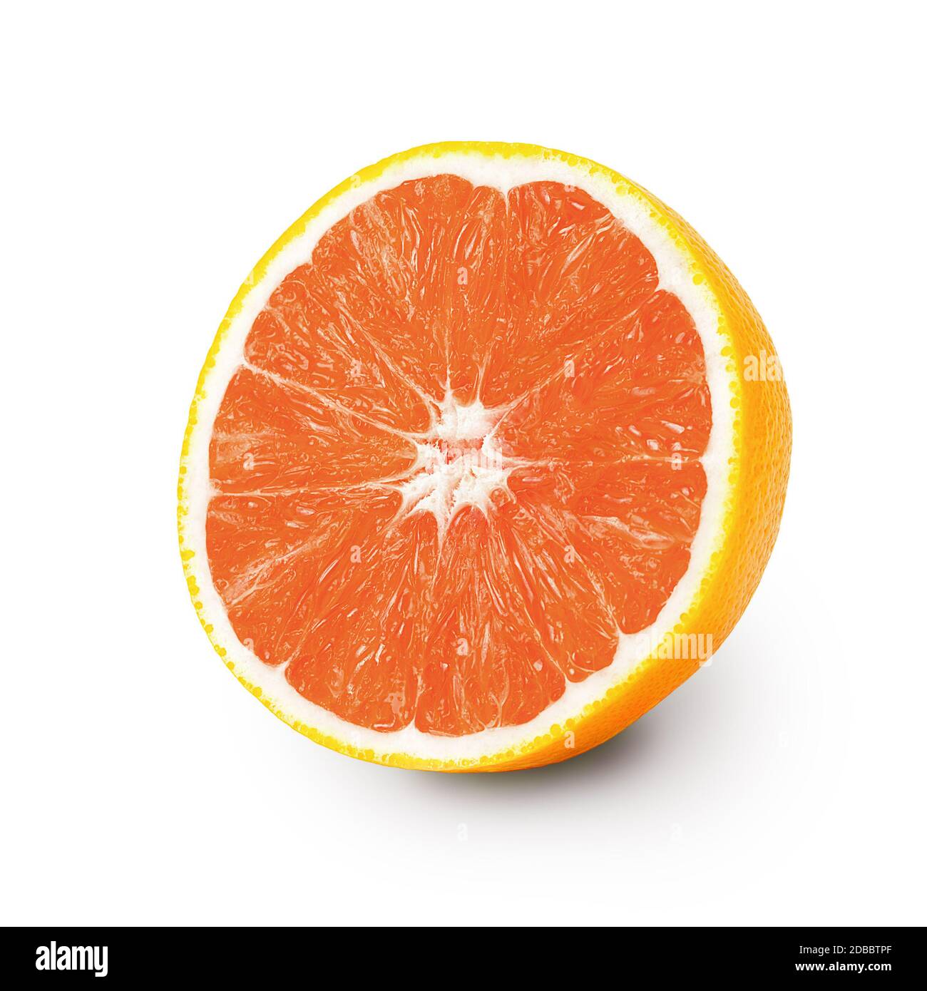 Isolated orange. One half ripe orange isolated on a white background ...