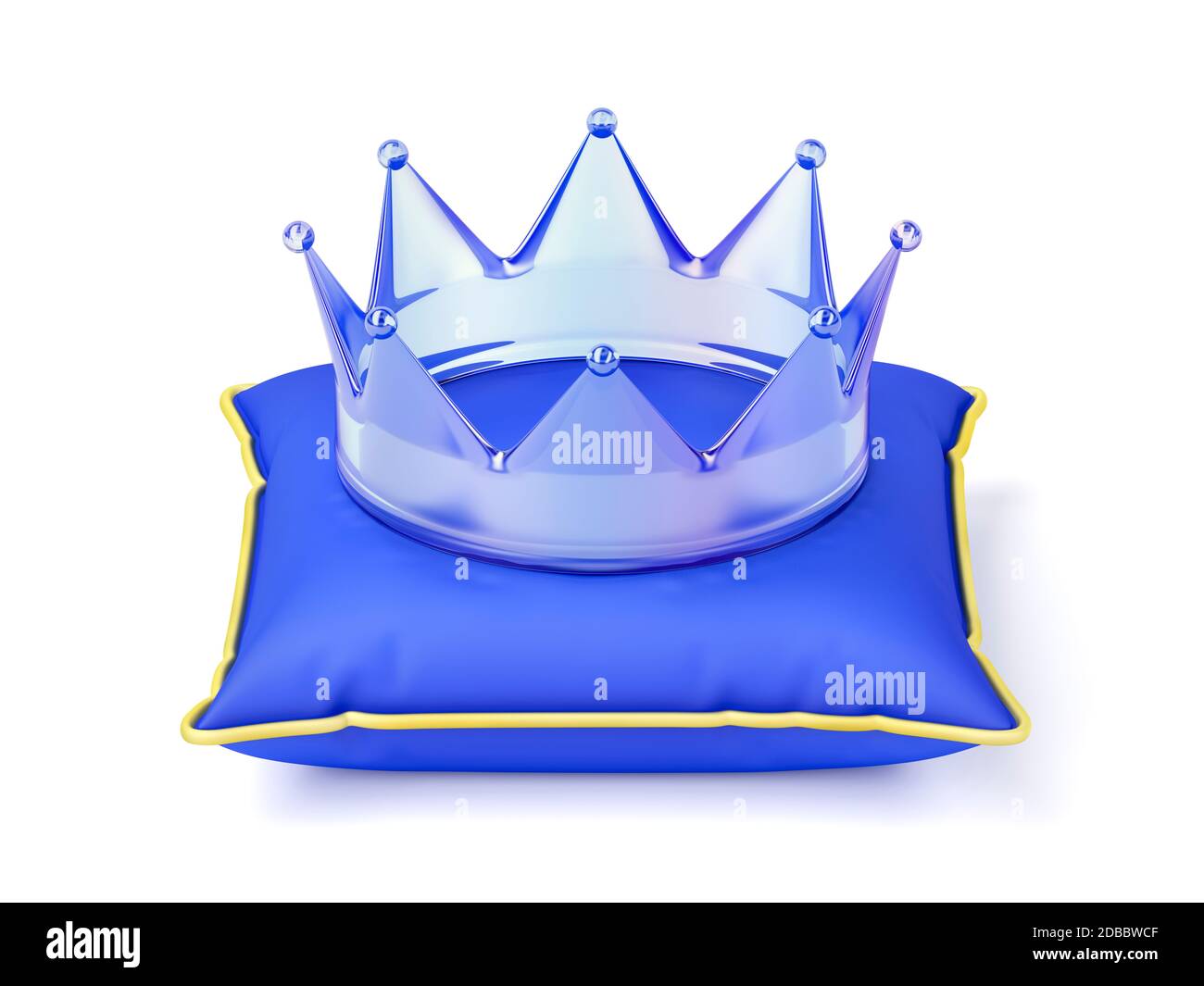 Crystal crown on blue pillow Stock Photo - Alamy
