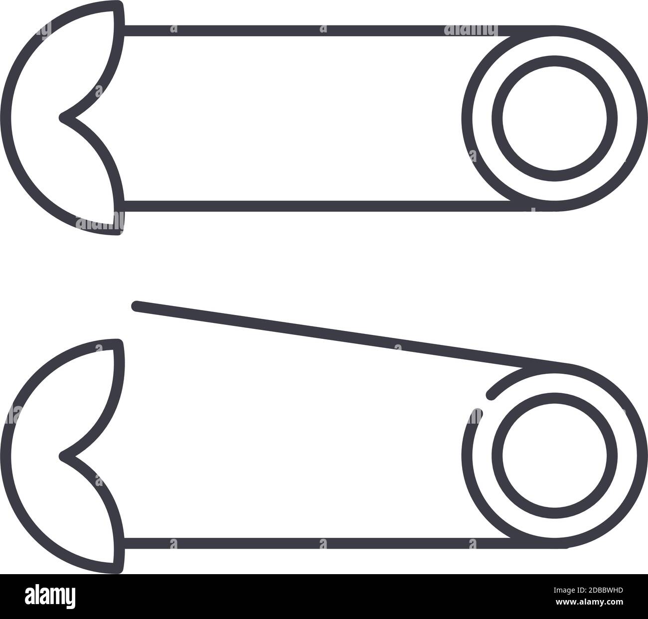 Safety pins icon, linear isolated illustration, thin line vector, web design sign, outline ...