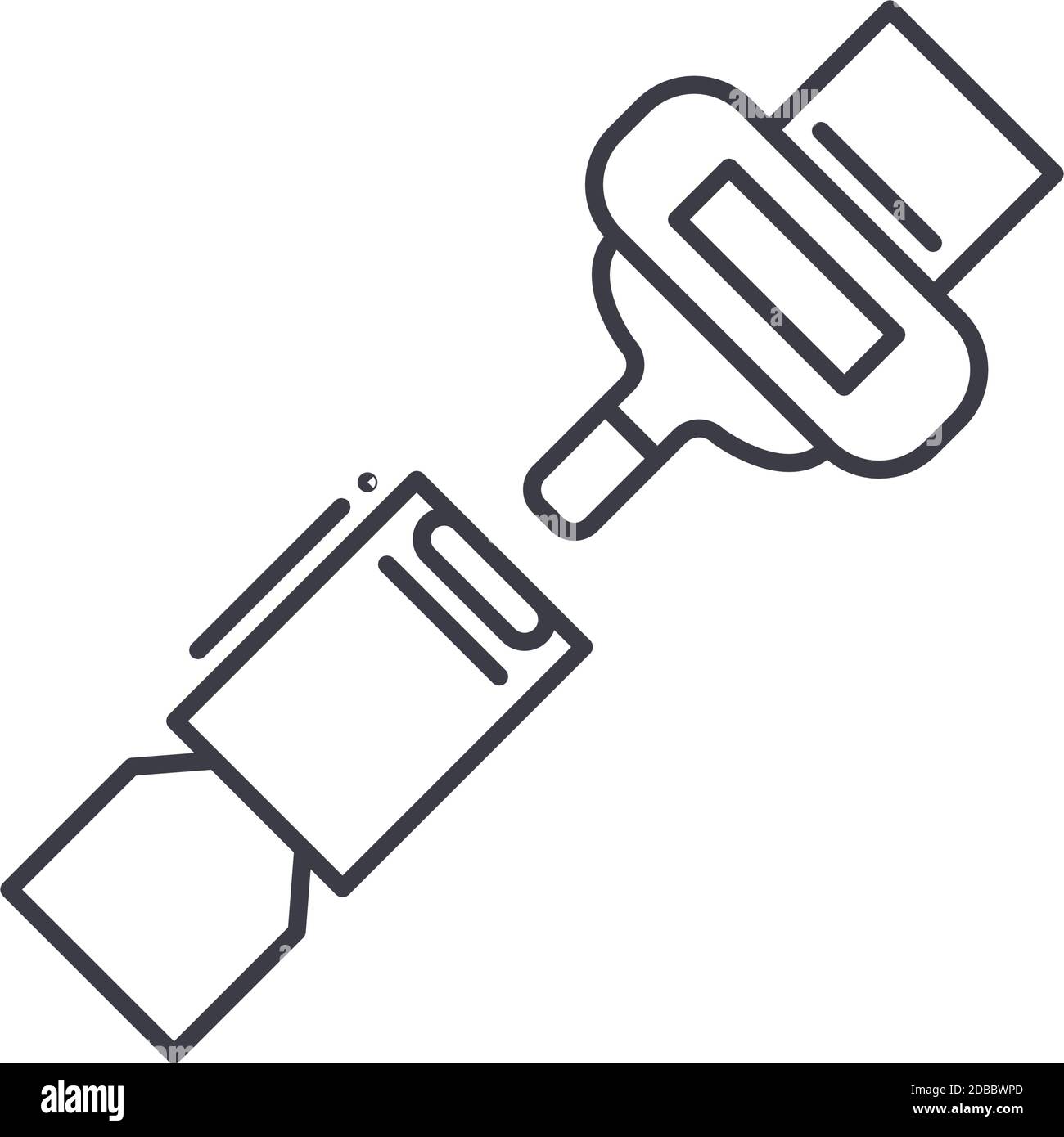 Safety belts icon, linear isolated illustration, thin line vector, web design sign, outline ...