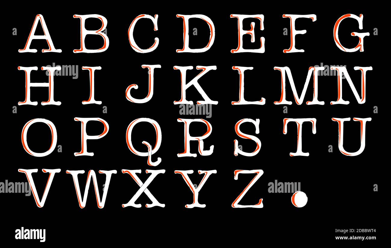 Unique shaded alphabet isolated on a black background Stock Photo - Alamy