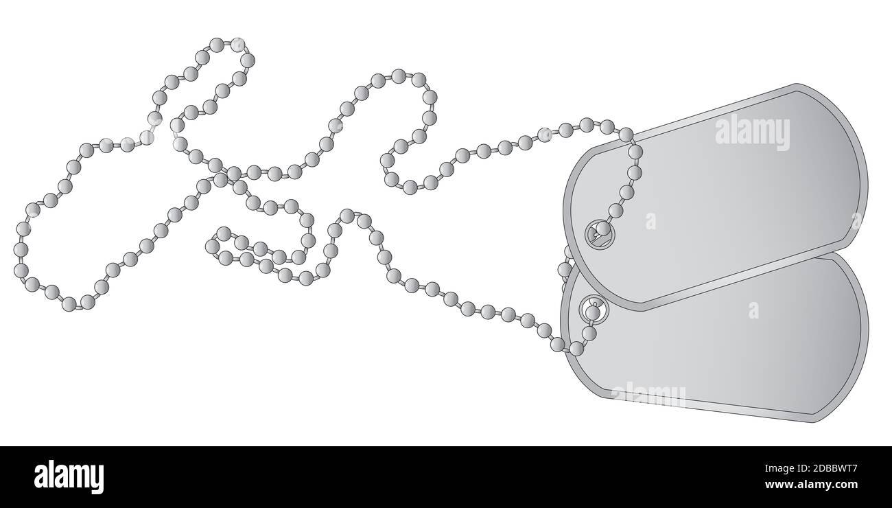 Aset of military dog tags with chain Stock Photo - Alamy
