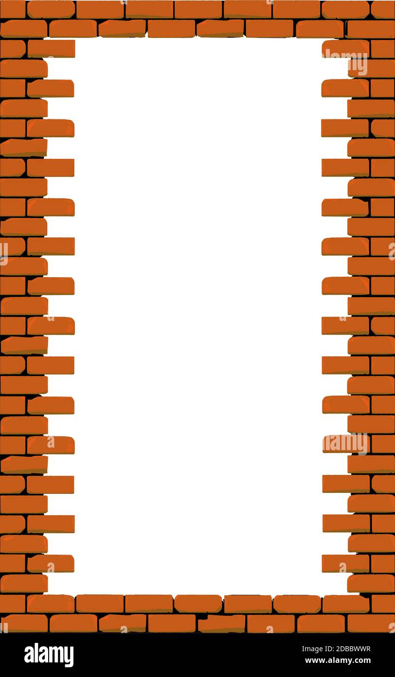A hole in a brick wall, a border of weathered red house bricks Stock ...