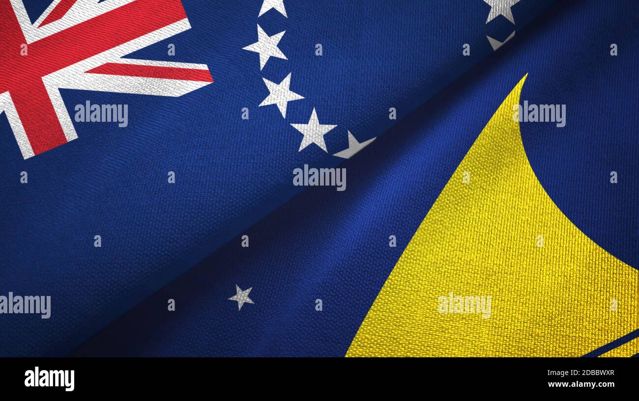 Cook Islands and Tokelau two flags textile cloth, fabric texture Stock Photo - Alamy