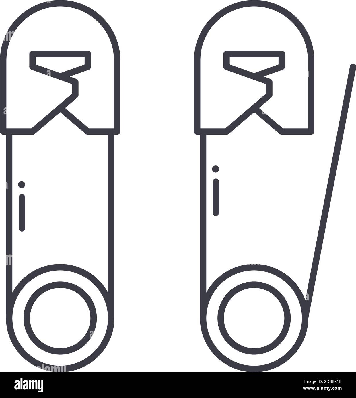 Safety pin icon, linear isolated illustration, thin line vector, web ...