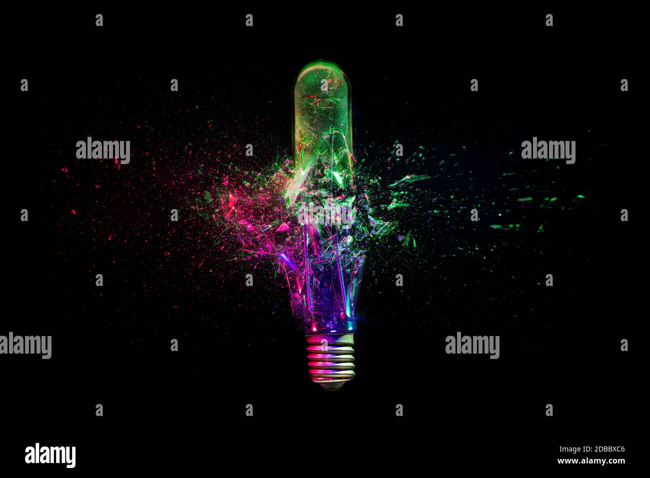 high speed image of a real explosion of an industrial light bulb ...