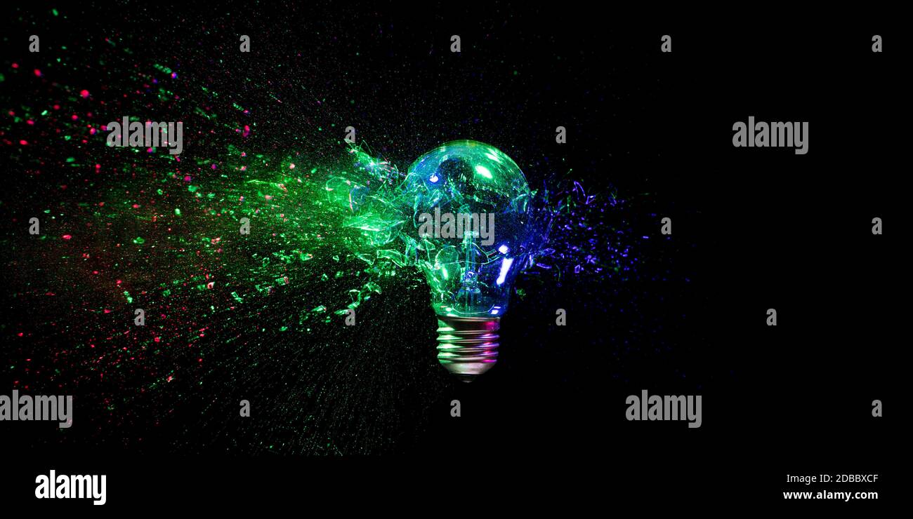 high speed image of a real explosion of a traditional tungsten light ...