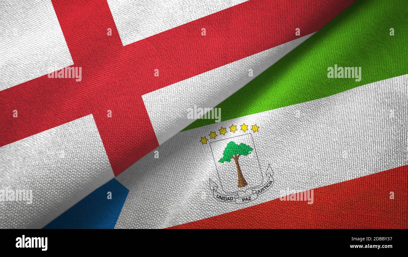 England and Equatorial Guinea two flags textile cloth, fabric texture ...