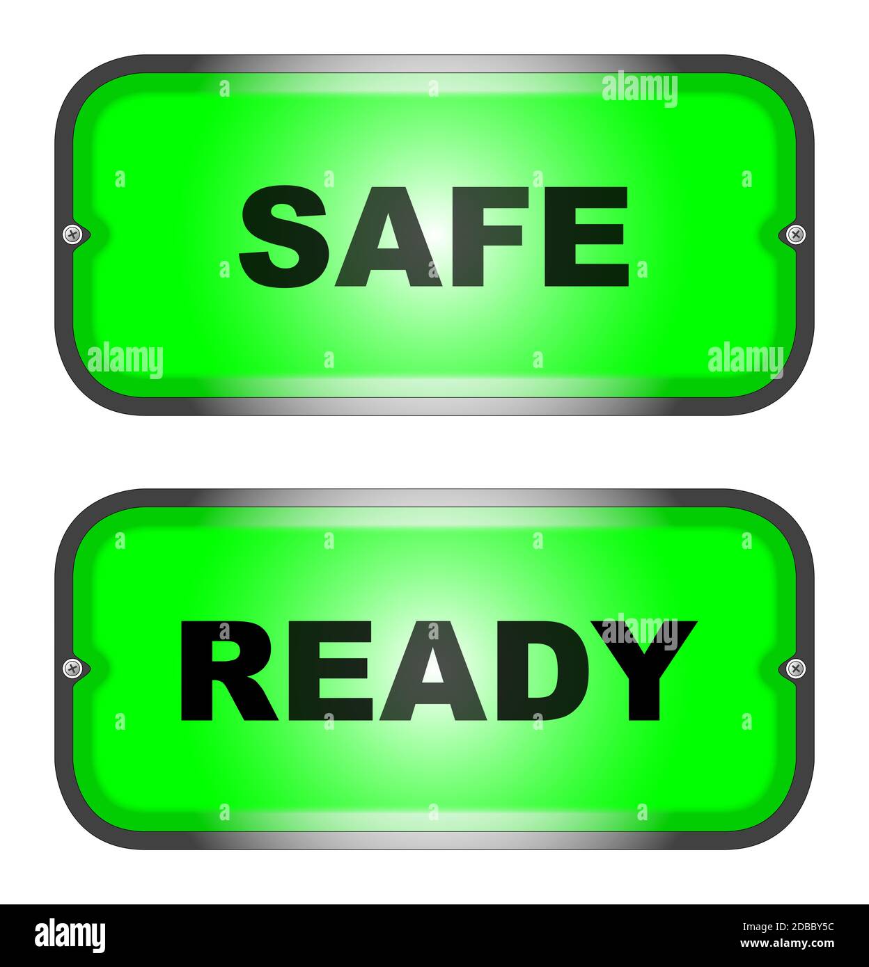 Two warning lights, one 'SAFE', the other a 'READY' signal Stock Photo ...