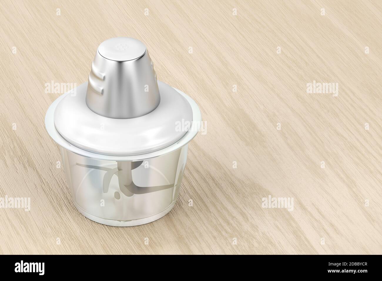 Electric food processor on a wood table Stock Photo - Alamy