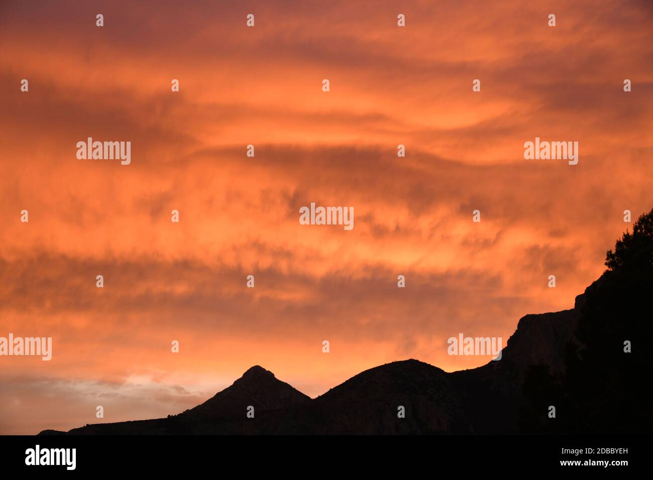Sunset in Alicante province, Costa Blanca, Spain Stock Photo - Alamy
