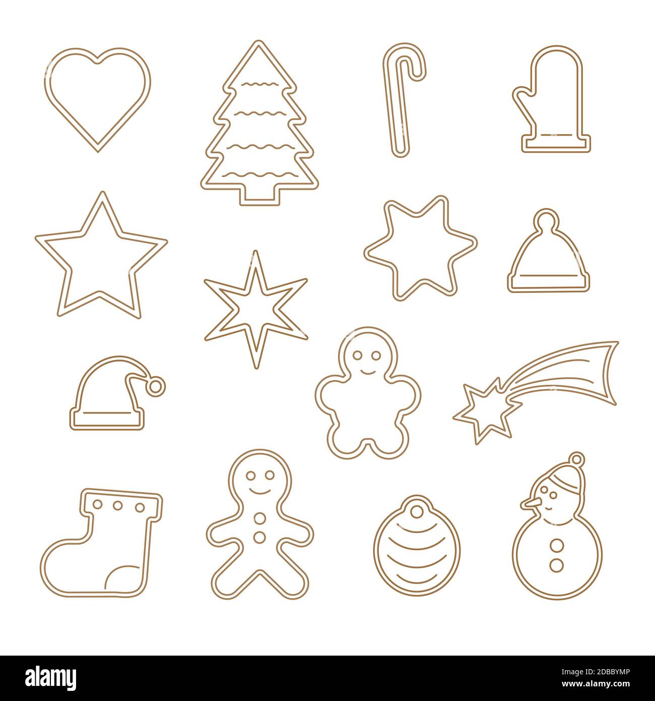 Set of silhouettes of Christmas gingerbread - sock, snowflake, snowman ...