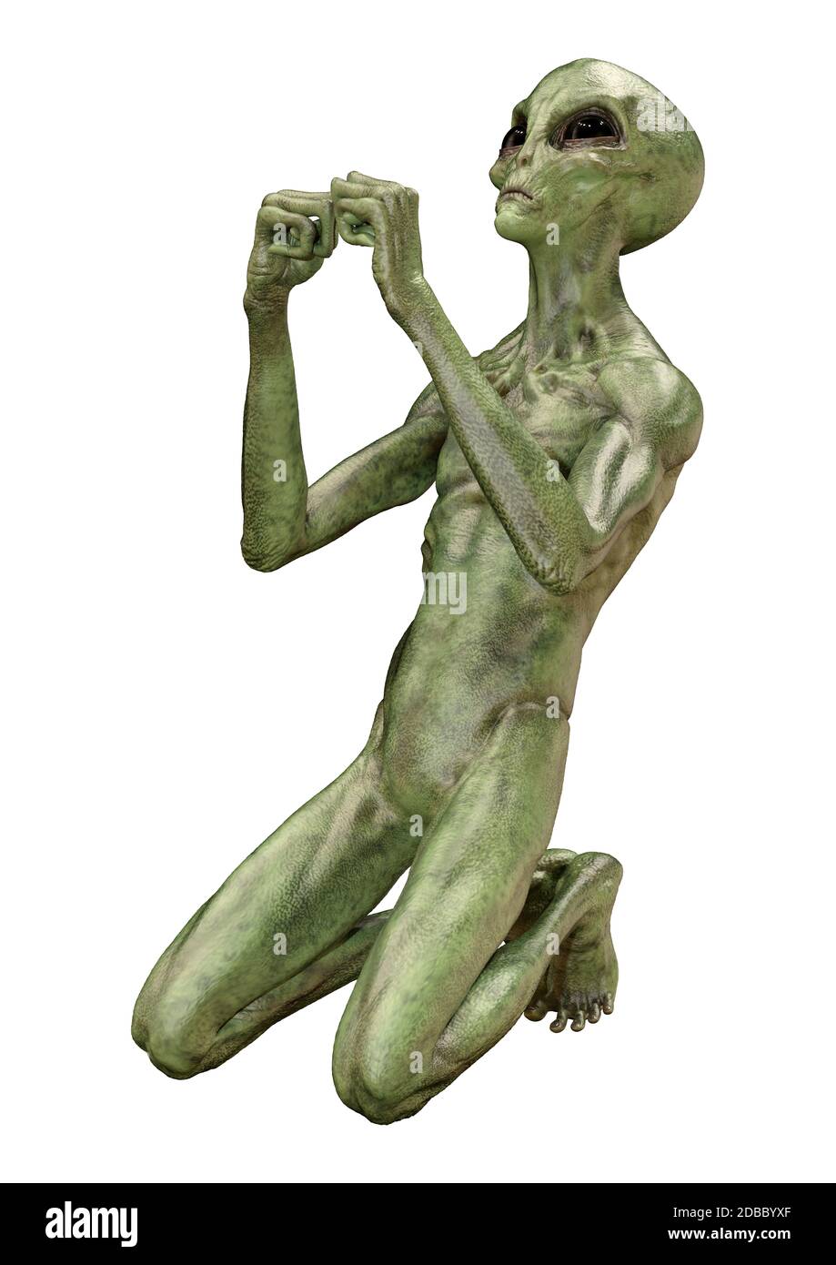 3D rendering of a green alien isolated on white background Stock Photo ...