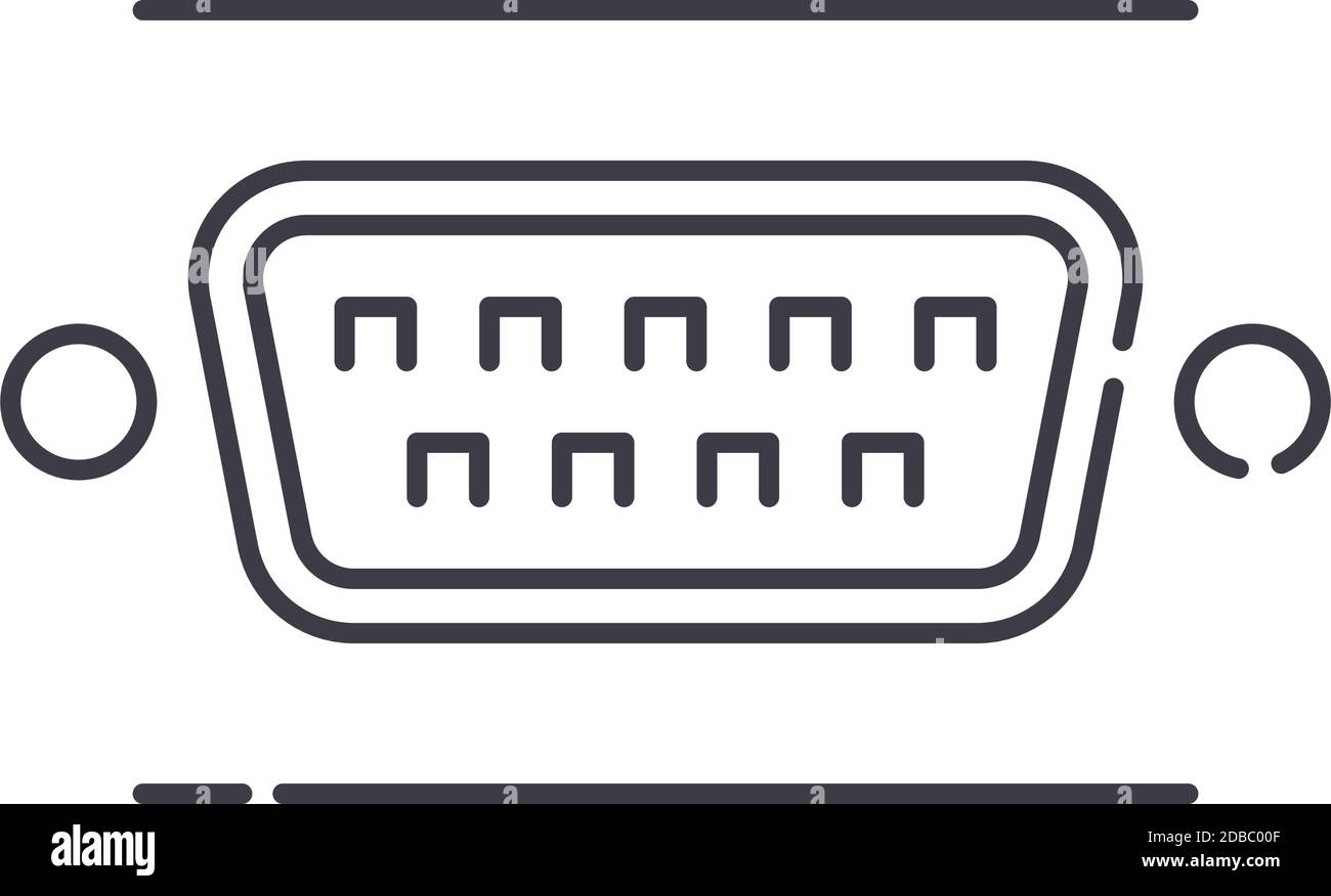 Rs232 icon, linear isolated illustration, thin line vector, web design sign, outline concept ...
