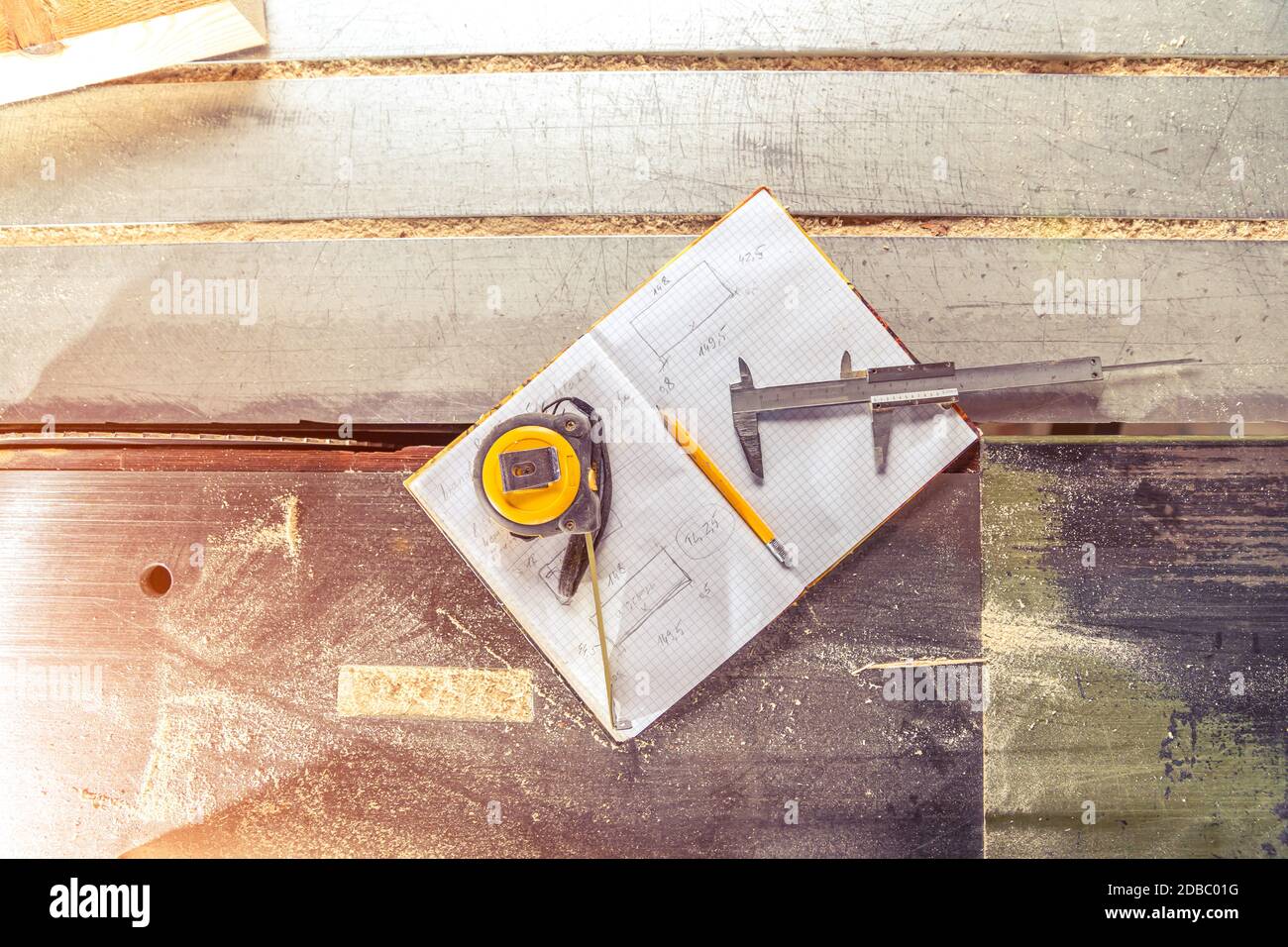 measuring and planning instruments for joinery Stock Photo - Alamy
