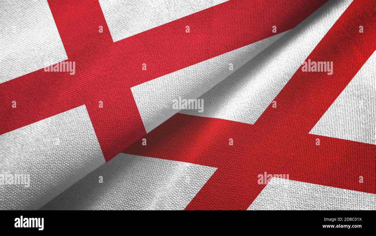 England and Northern Ireland two flags textile cloth, fabric texture ...