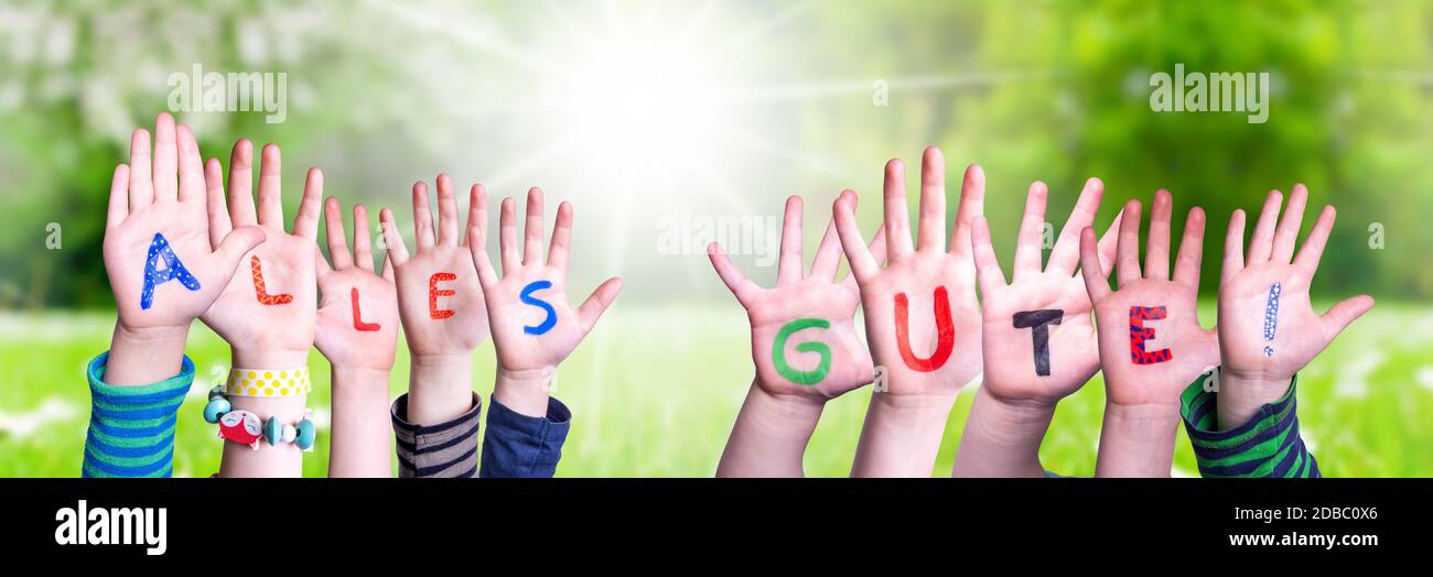 Children Hands Building Colorful German Word Alles Gute Means Best ...