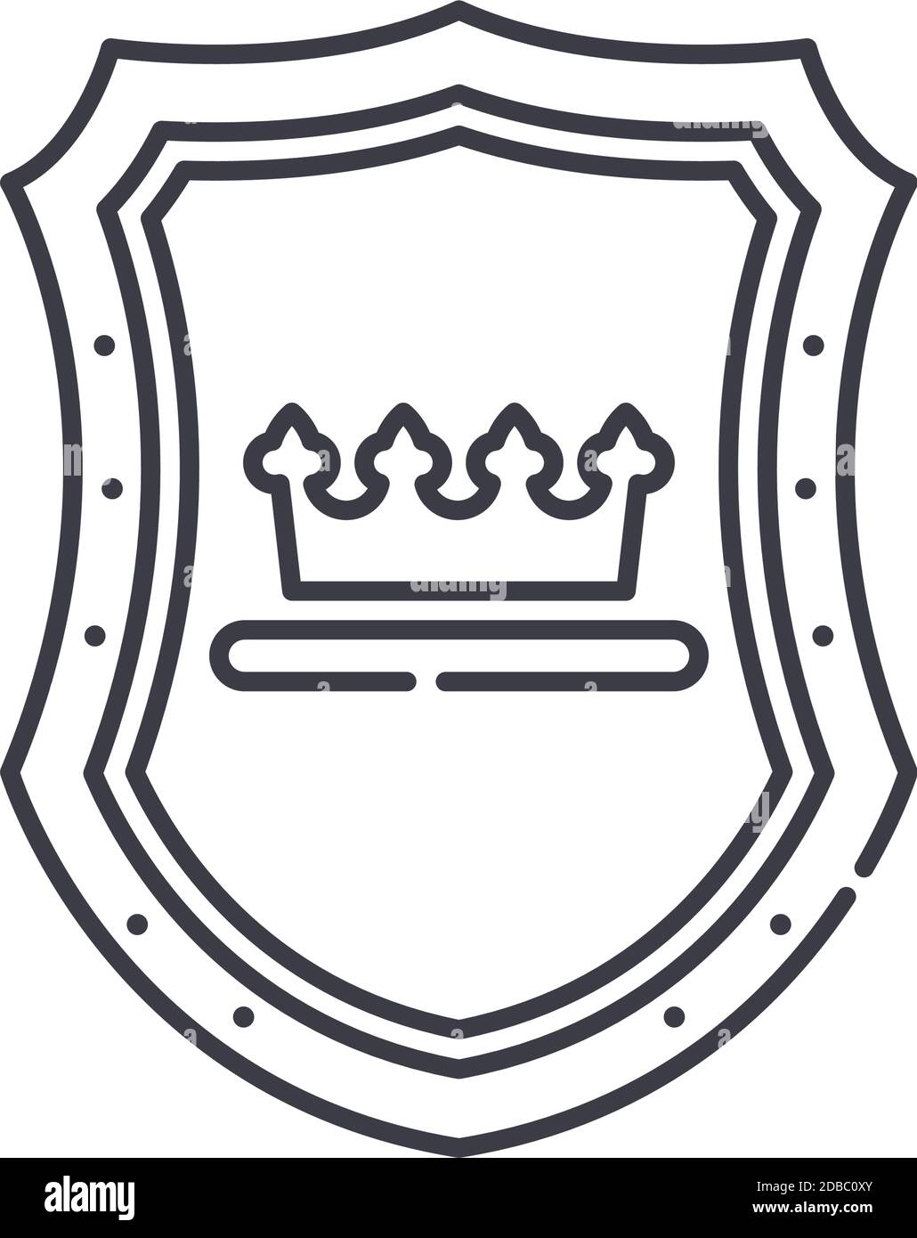 Royal shield icon, linear isolated illustration, thin line vector, web ...