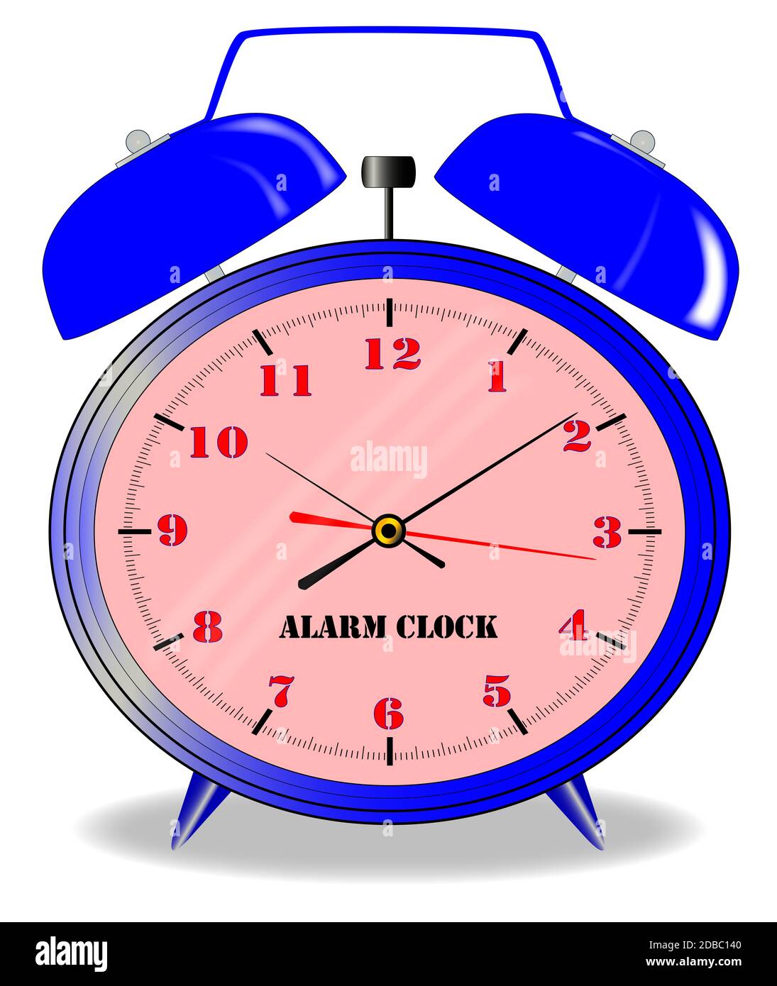 A traditional style alarm clock with oval face and external bells Stock ...