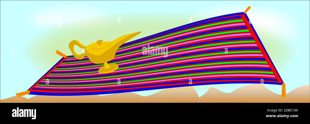 A magic flying carpet complete with magic lamp Stock Photo - Alamy
