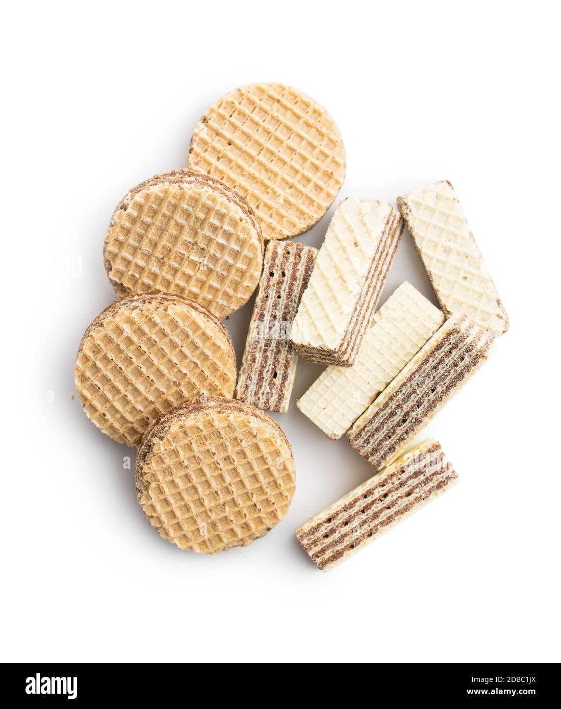 Sweet wafer biscuits isolated on white background Stock Photo - Alamy