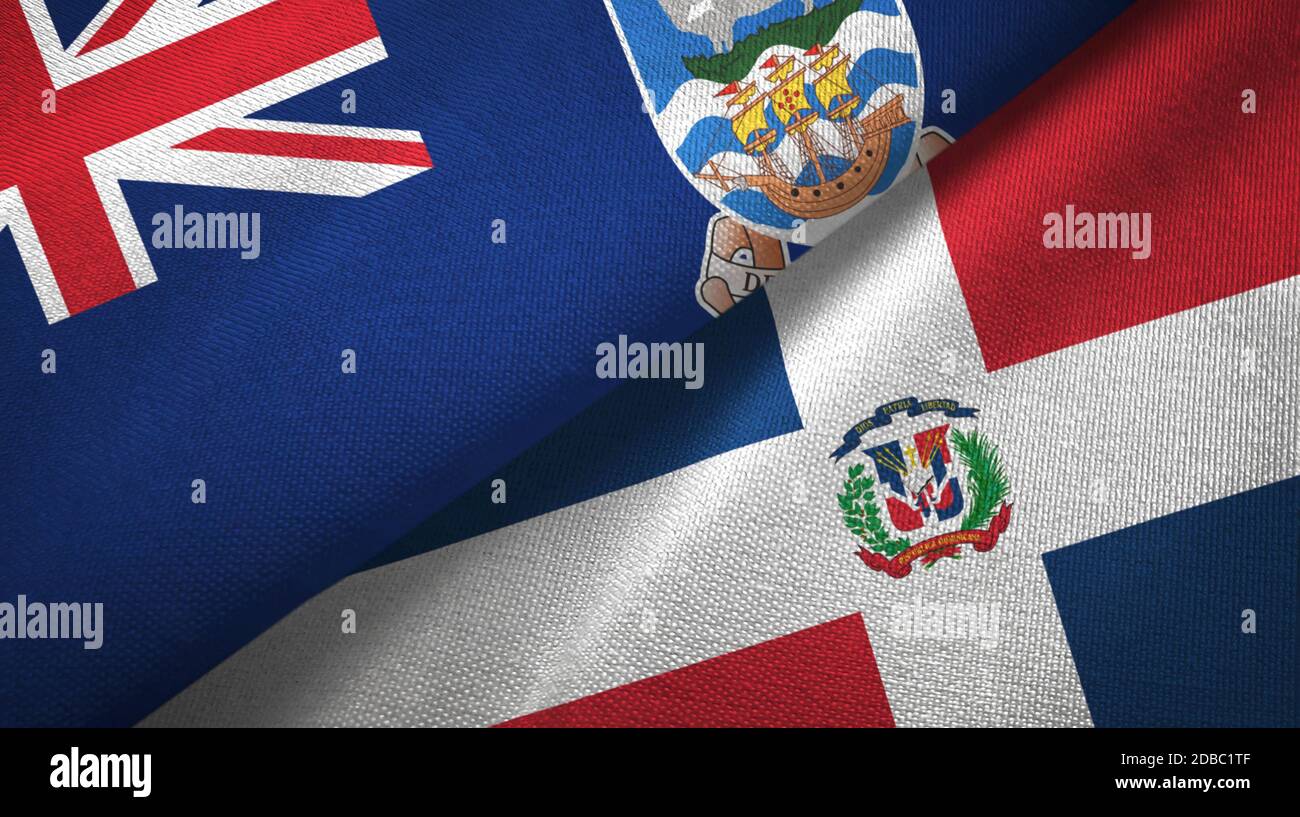 Falkland Islands and Dominican Republic two flags textile cloth, fabric ...